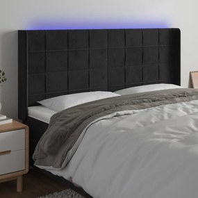 Čelo postele s LED černé 163 x 16 x 118/128 cm samet 3124104