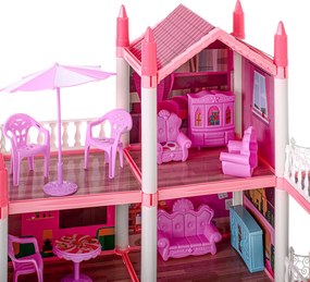 Creative Corner Domeček pro panenky růžová DIY 4 úrovně nábytku
