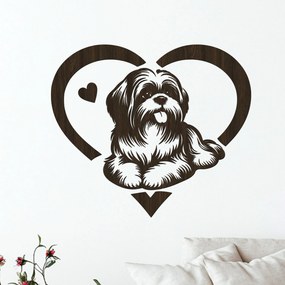 dřevo života Dřevěný obraz ležícího SHIH TZU v srdci Zvolte rozměr (cm): 60x52, Zvolte barvu dekoru: Wenge