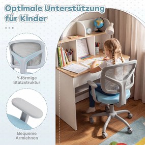 Costway Ergonomická dětská psací židle s nastavitelnou výškou a – modrý