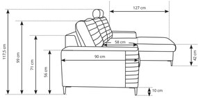 Sedací souprava COLLIN | PRAVÁ | záhlavník v ceně | VÝBĚR LÁTEK
