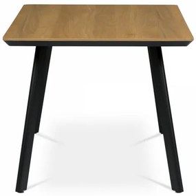 Jídelní stůl 160x90x76 dýha ostín dub kovové nohy černý lak HT-532 OAK