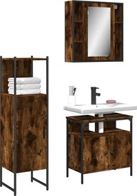 vidaXL 3dílný set koupelnových skříněk kompozitní dřevo [3214758] Barva: šedá sonoma