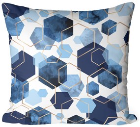 Polštář z mikrovlákna Elegantní šestiúhelníky - geometrické motivy zobrazené na bílém pozadí