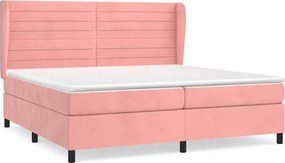 Box spring postel s matrací růžová 200x200 cm samet 3129296