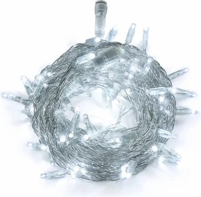 LED tekoucí světlo, 6 m, ledově bílá, 96 diod, čirý kabel IP44, 24V