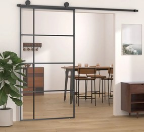 vidaXL Posuvné dveře 102,5 x 205 cm čiré ESG sklo a hliník [151688] Barva: Černá
