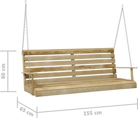Houpací lavice impregnovaná borovice 155 x 65 x 60 cm 316065