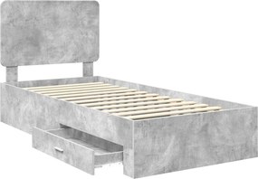 Rám postele s čelo Betonově šedá 100 x 200 cm Kompozitní dřevo 3412822