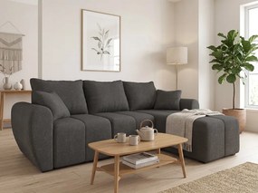 Rozkládací oboustranná sedací souprava do L SEVIO 246x145 cm, tmavě šedá + 2 polštářky ZDARMA