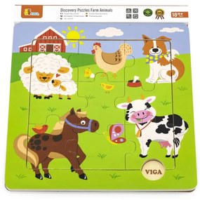 Dřevěné puzzle 9 dílků - domácí zvířátka