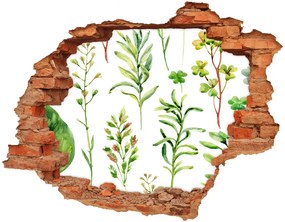 Wallmuralia Nálepka 3D díra na zeď Bylinky a plevel 90x70 cm