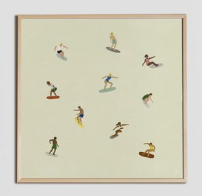 Fine Little Day Autorský plakát Surfers by Elisabeth Dunker 40 x 40 cm, žlutá barva, papír