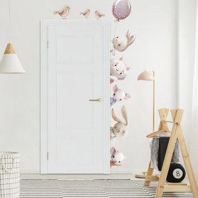 INSPIO Samolepky na zeď pro děti - Akvarelová zvířátka kolem dveří