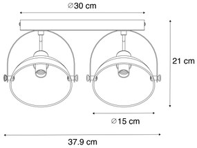 Průmyslové stropní svítidlo bílé se stříbrnou barvou 2-světlo nastavitelné - Magnax