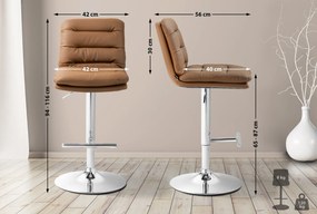 Barová židle Damar umělá kůže chromovaná konstrukce – světle hnědá