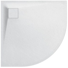 Cerano Quarto, čtvrtkruhová sprchová vanička 80x80x3 cm z minerálního kompozitu, bílá, CER-CER-414755