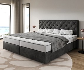 DELIFE Boxspring postel Dream-Great mikrovlákno antracitová vintage 200x200 cm Bonell matrace PU topper