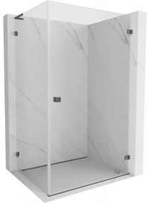 Mexen Lunar-B L výklopný sprchový kout pravý 80 x 70 cm, čiré sklo, broušený grafit, 832L-080-070-66-00-P