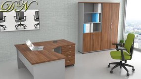 NABYTEK-DESIGNOVY.CZ - ZE 1.12 19 - Sestava kancelářského nábytku Komfort 1.12, ořech/šedá