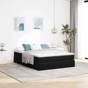 Osmanský rám postele s matrací černá 140x190cm samet 3311185