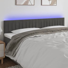 Čelo postele s LED tmavě šedé 180x5x78/88 cm samet 3121911
