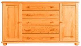 Drewmax KD164 - Komoda kombinovaná z masivní borovice 165x42x92cm - Olše
