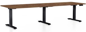 Výškově nastavitelný stůl OfficeTech Long, 260 x 80 cm, černá podnož, dub silverjack