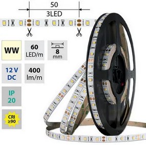 LED pásek McLED 12V teplá bílá CRI90 š=8mm IP20 4,8W/m 60LED/m SMD2835 ML-121.831.60.2