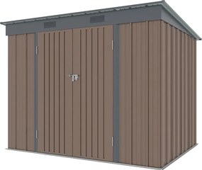 Riwall PRO RMSP 6x8 Brown - zahradní domek kovový 2,4 x 1,8 m s pultovou střechou hnědý