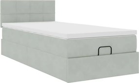 Osmanský rám postele s matrací světle šedá 90x200cm samet 3311747
