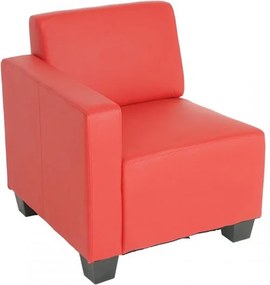 Modulární levý boční panel, křeslo s područkou Lyon, imitace kůže ~ červená