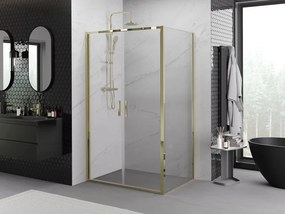 Mexen Exo, výklopná sprchová kabina, dveře 110 cm + boční stěna 95 cm, transparentní sklo, zlatá, 814-110-095-50-00