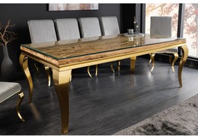 Massive home | Jídelní stůl MODERN BAROCK BARRACUDA 200cm zlatá vč. skleněný top bez teakového topu