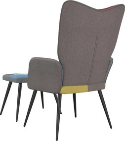 Relaxační křeslo se stoličkou patchwork textil 328186