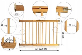 ČistéDřevo Dřevěná bezpečnostní zábrana 72-122 x 68 cm