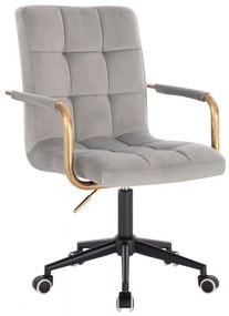 LuxuryForm DESIGN Otočná židle VERONA GOLD VELUR na černé podstavě s kolečky - světle šedá