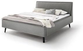 Čalouněná postel FRIEDA 160x200 s úložným prostorem, světle šedá Barva: černá