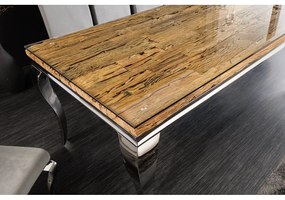 Massive home | Jídelní stůl MODERN BAROCK BARRACUDA 200cm chrom vč. skleněného topu bez teakové desky