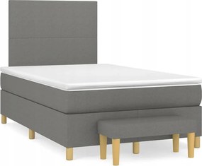 Box Spring Postel S Matrací Textil Tmavě Šedá Hladký design 120 x 190 cm