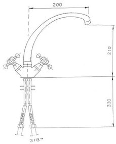 Reitano Rubinetteria Antea Stojánková dřezová baterie, výška 265mm, zlato 3115