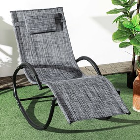 Outsunny Houpací Křeslo, Ergonomický Sluneční Ležící Křeslo do Zahrady, s Opěrkou Hlava, Houpací Křeslo, Textilene, pro Vnitřní a Venkovní Použití, Š…