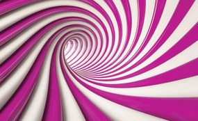 Fototapeta - Bílý a růžový 3D tunel (254x184 cm)