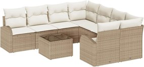 Set pohovek 9 ks 8-Počet míst Béžová a krémová polyratan 3354650