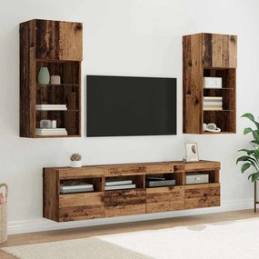 TV nástěnné jednotky s LED 5 ks Staré dřevo kompozitní dřevo 3402980