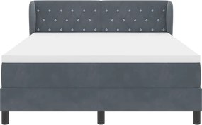 Postel s boxspringem s čelo Tmavě šedá 140 x 200 cm samet 3340335