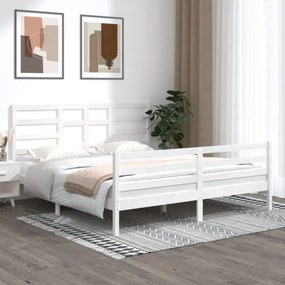 Rám postele bílý masivní dřevo 180 x 200 cm Super King,  3105876 HangarStore.cz