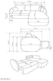 Rohová rozkládací sedací souprava s úložným prostorem do L OLBIA pravá béžová