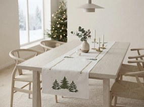 Vánoční běhoun na stůl EVERGREEN CHARM 40x140 cm, bílý