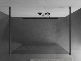 Mexen Kioto, sprchová zástěna Walk-In 130 x 200 cm, 8mm čiré sklo bílý vzor, ​​grafitový profil, 800-130-002-95-85